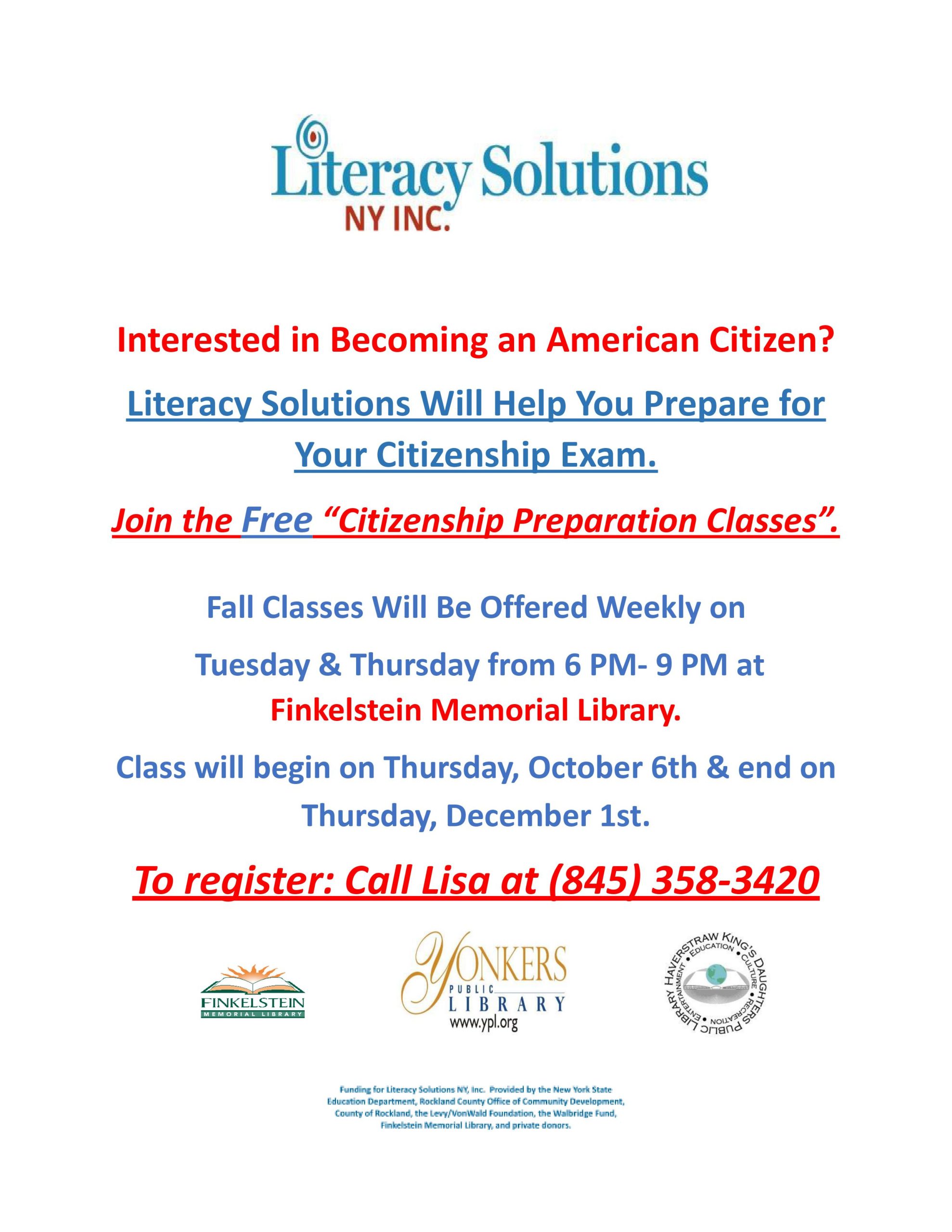 Enroll in our Fall citizenship classes today! - Literacy Solutions NY Inc