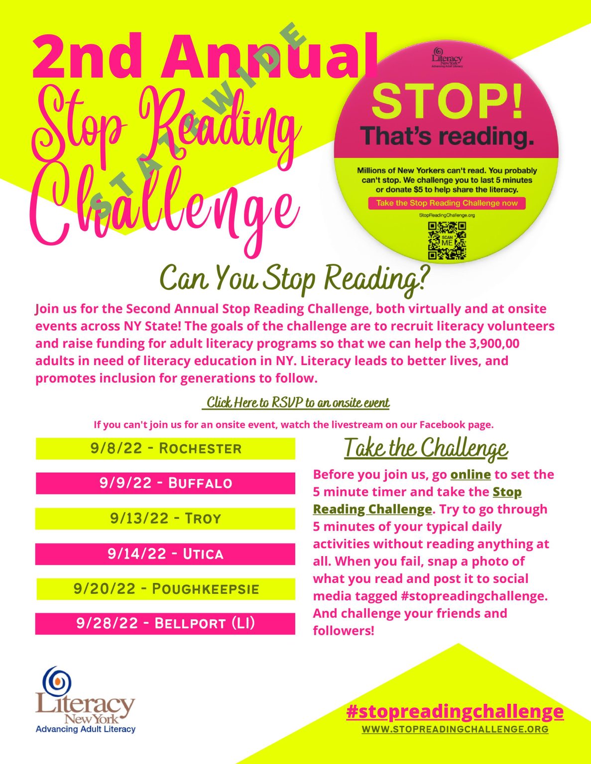2nd Annual Stop Reading Challenge - Literacy Solutions NY Inc