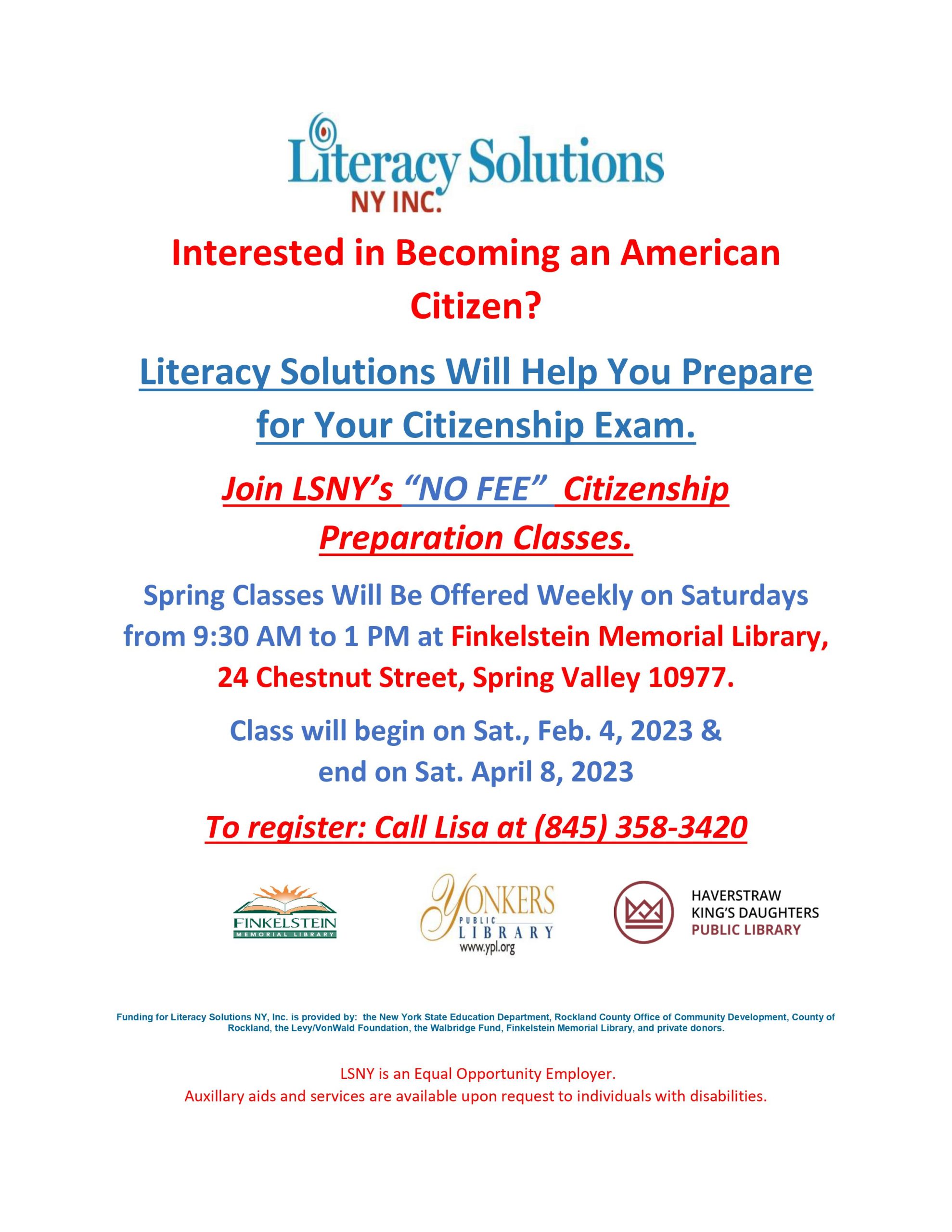 Winter 2023 Citizenship Classes - Literacy Solutions NY Inc